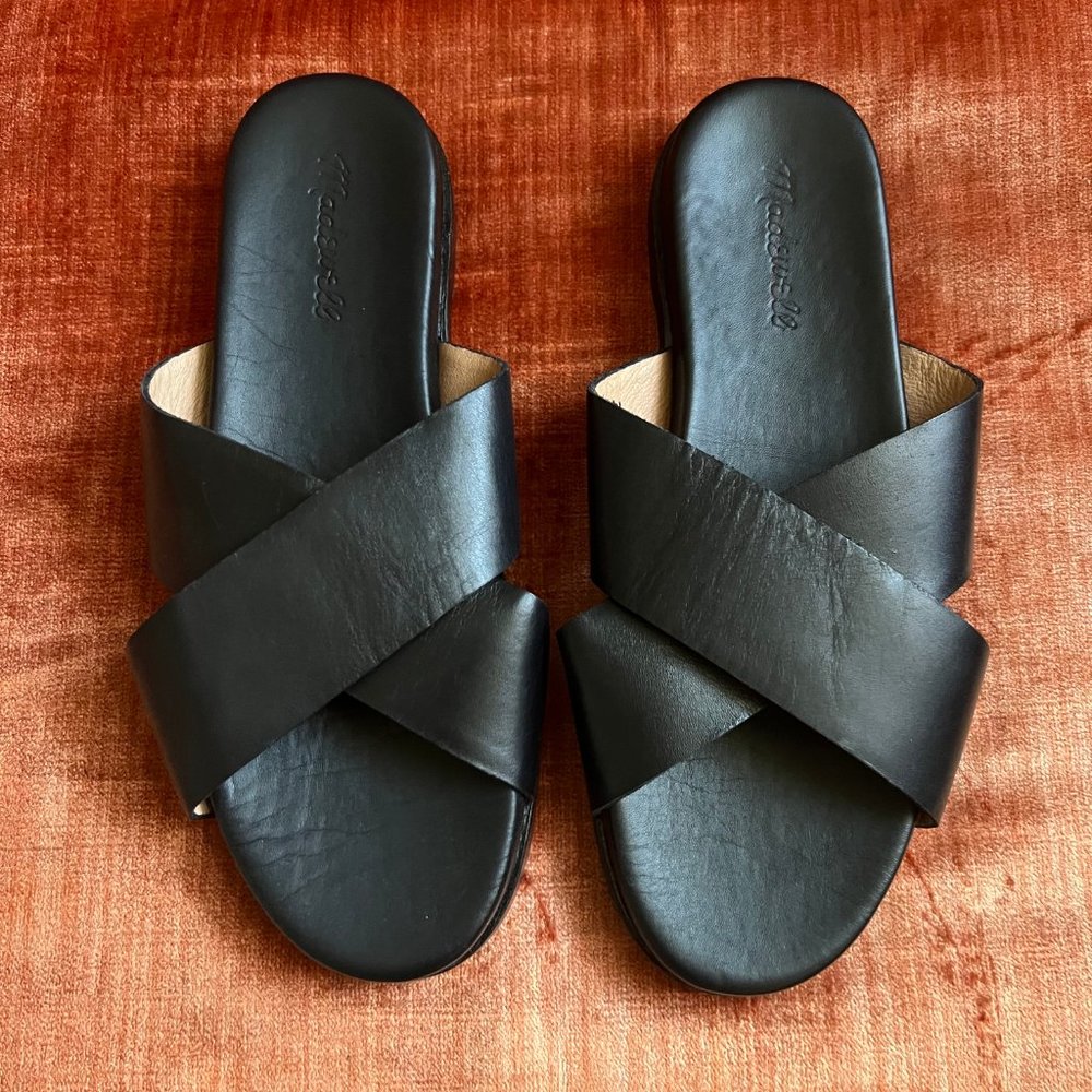 Madewell Louisa Criss Cross Slide Sandals True Black - Gem